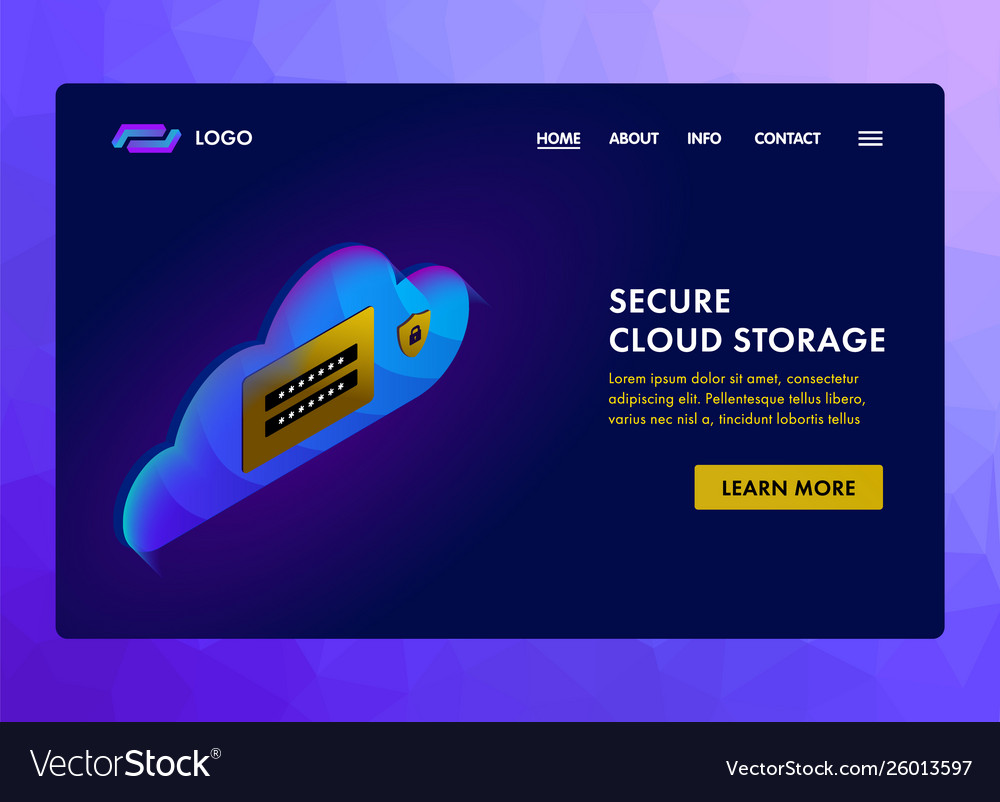 Secure cloud storage technology website template Vector Image