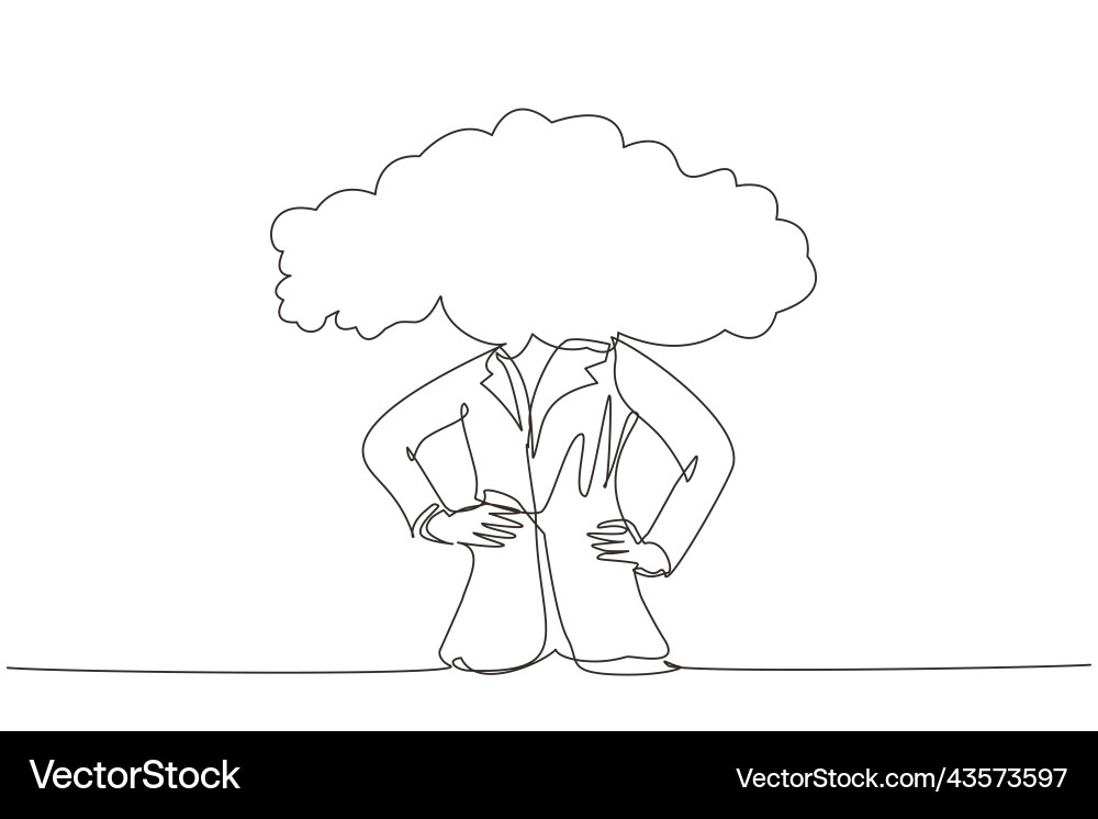 Single continuous line drawing cloud head Vector Image