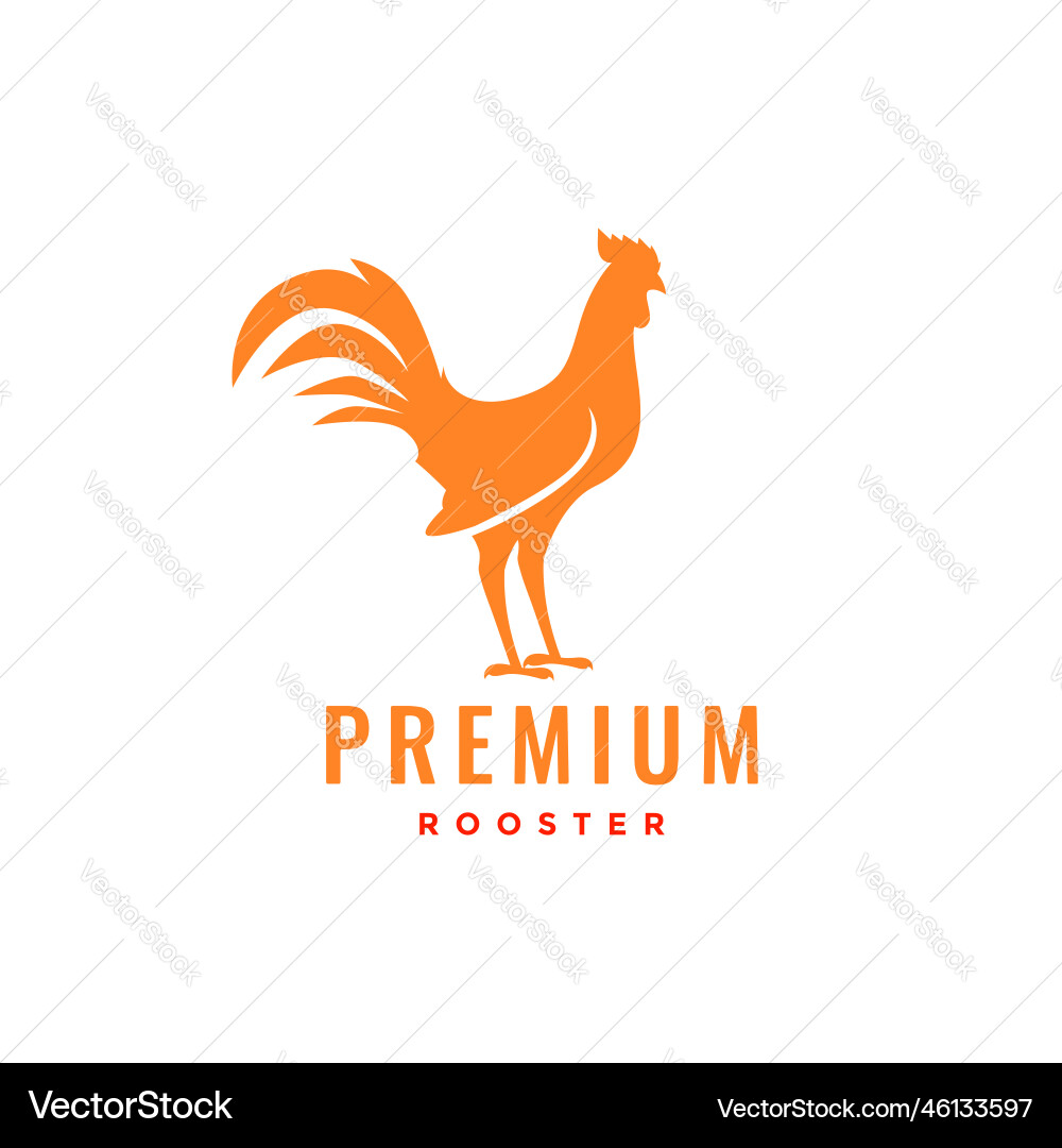 Stand poultry chicken rooster flat modern long Vector Image