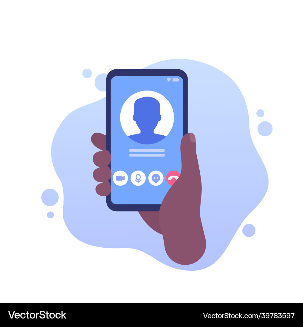 Video call phone in hand icon Royalty Free Vector Image