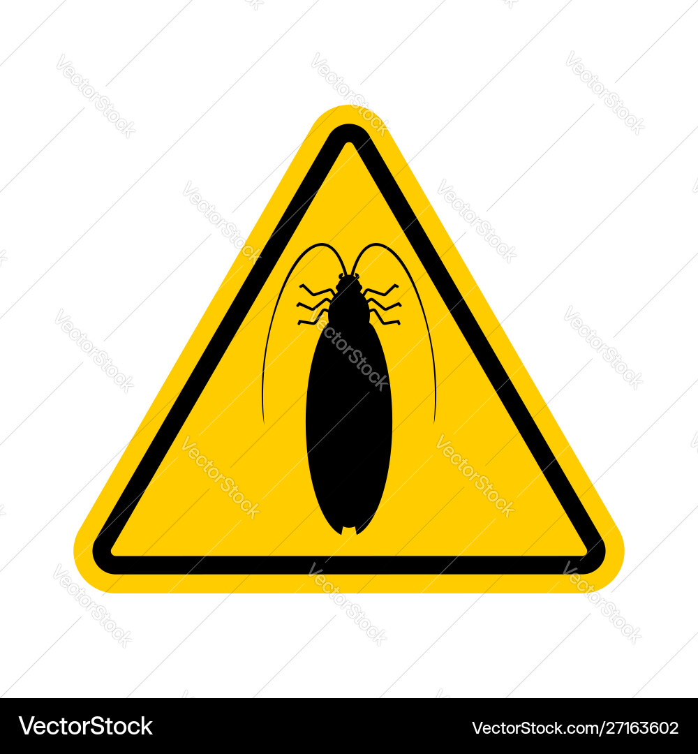Attention cockroach yellow prohibitory road sign Vector Image