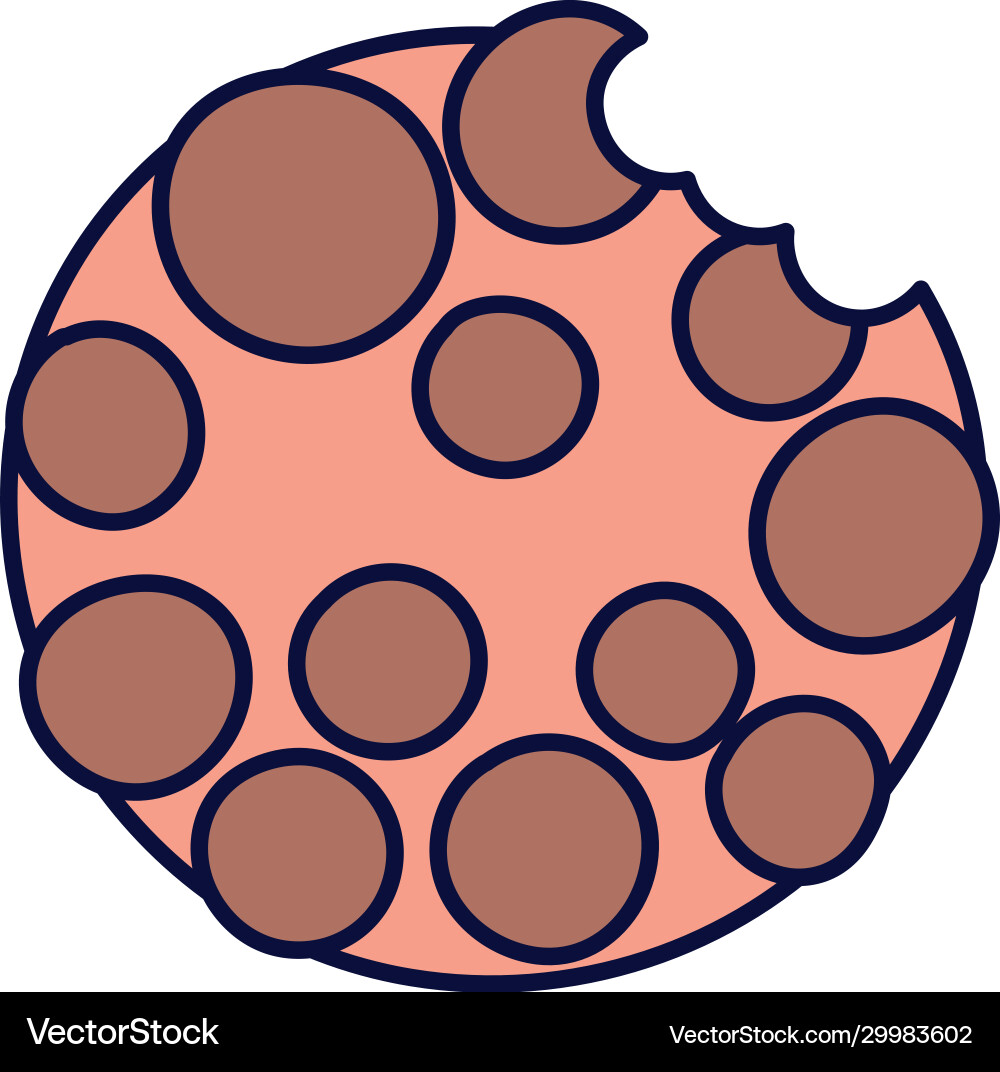 Bite cookie food cartoon icon style design Vector Image