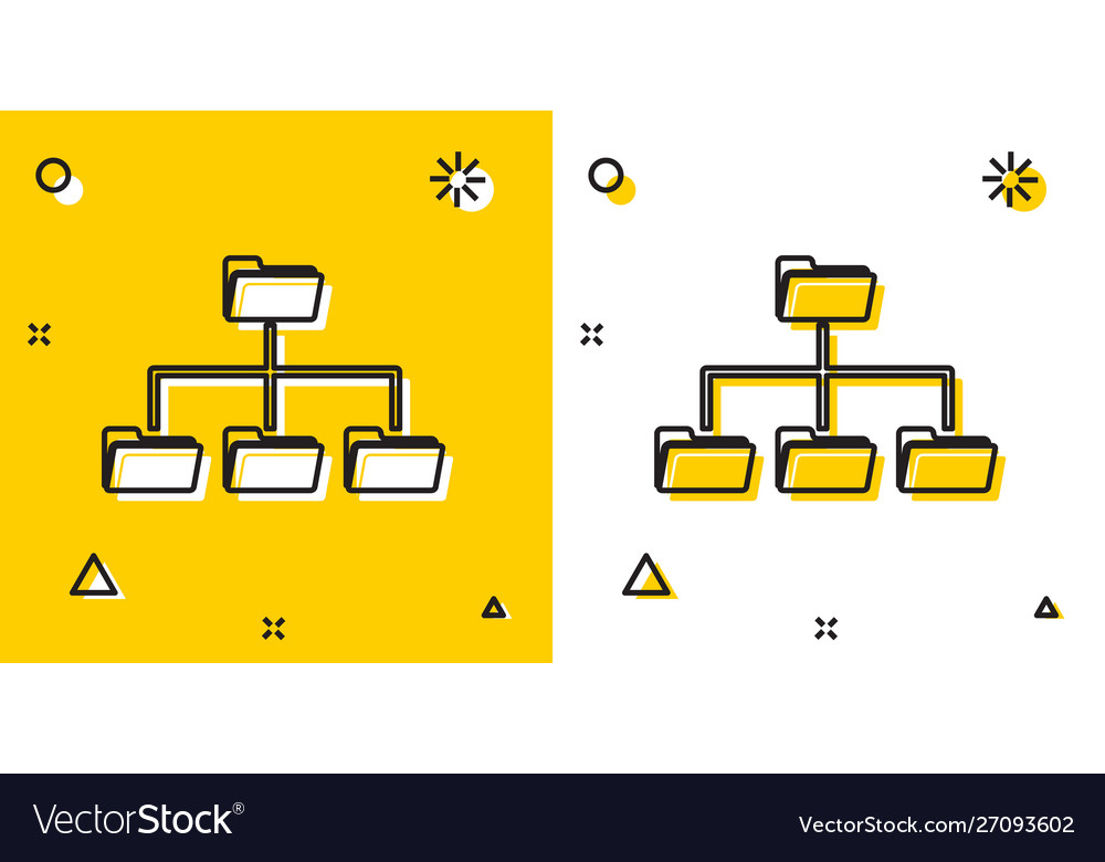 Black folder tree icon isolated on yellow Vector Image