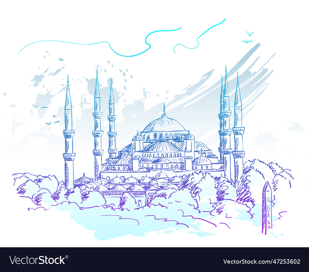 Blue mosque Royalty Free Vector Image - VectorStock