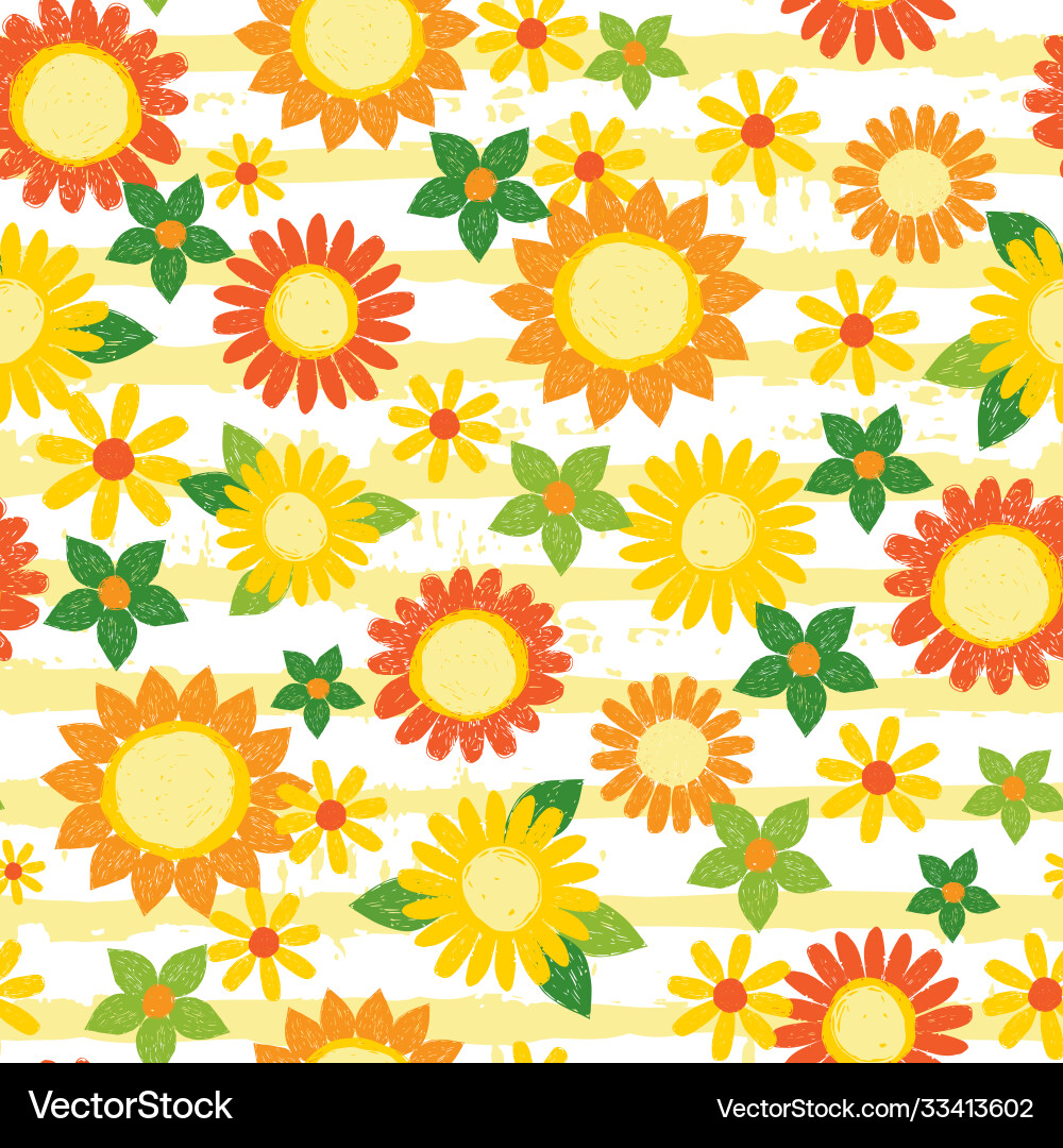 Colorful yellow textured sunflowers Royalty Free Vector
