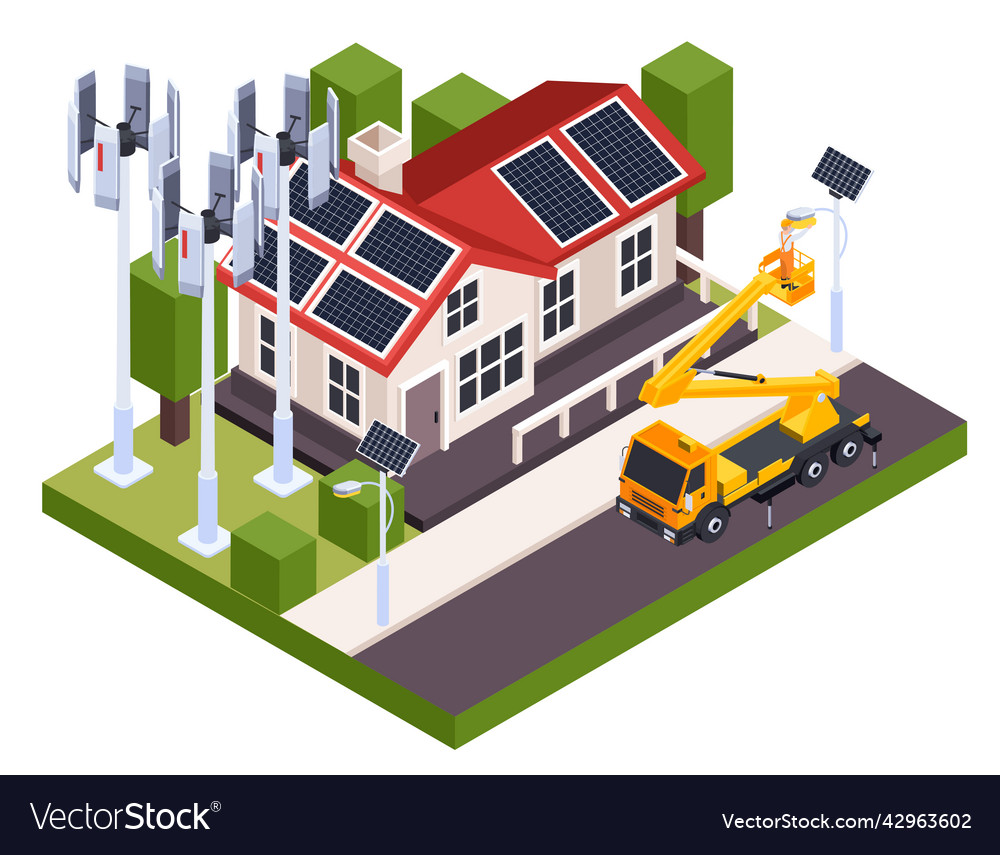 Electricity isometric composition Royalty Free Vector Image