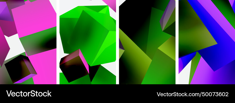 Flying 3d shapes cubes and other geometric Vector Image