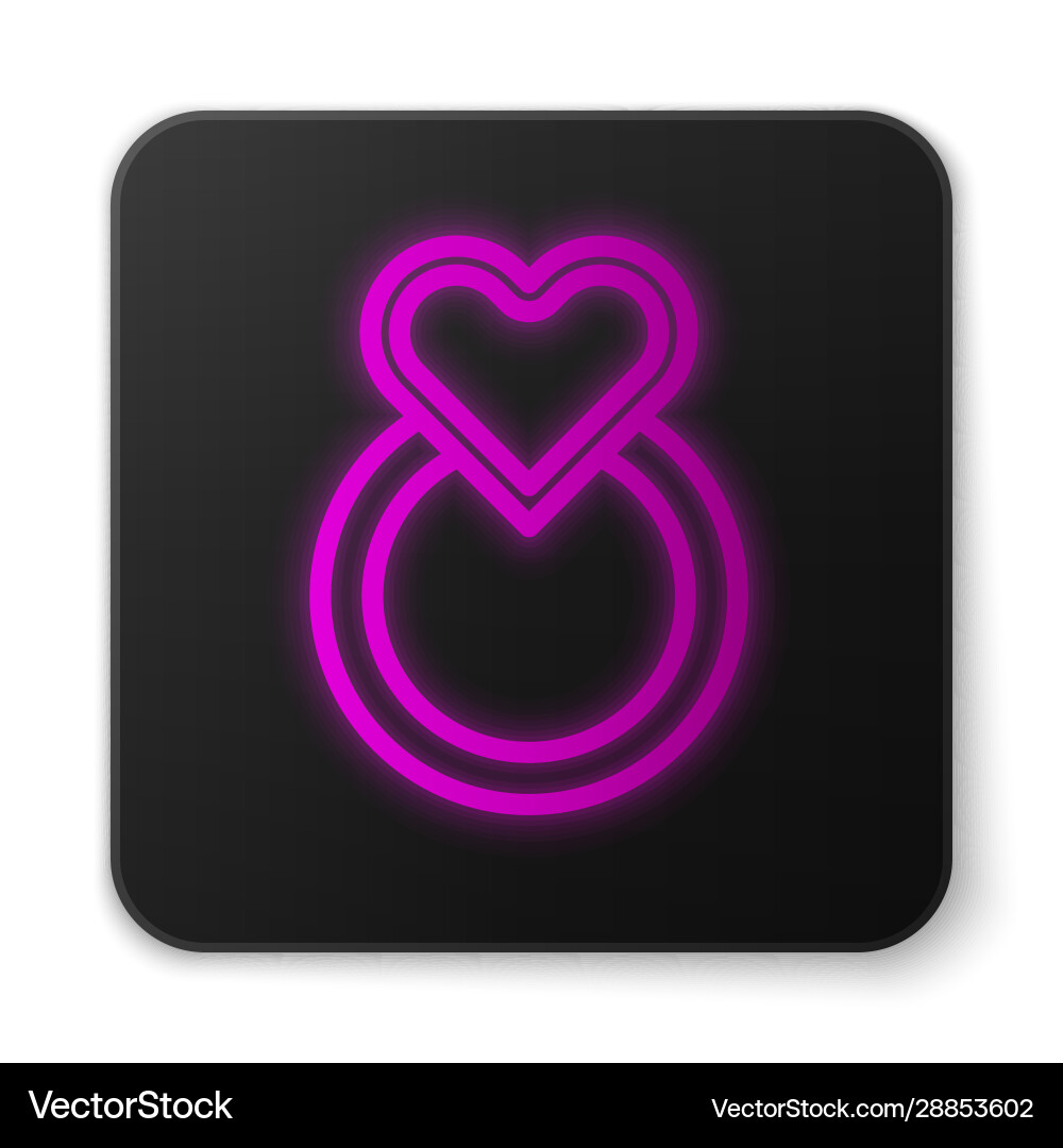Glowing neon line wedding rings icon isolated Vector Image
