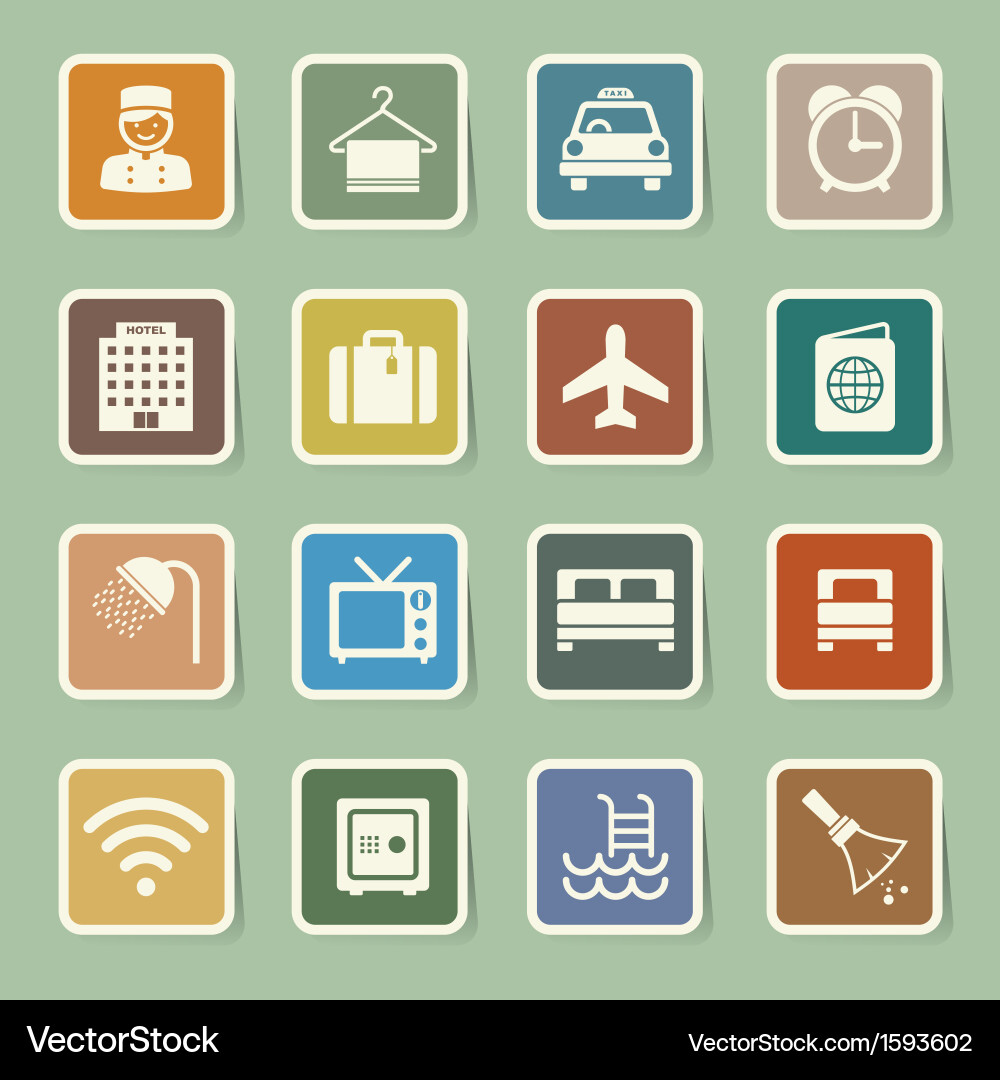 Hotel and travel icon set Royalty Free Vector Image