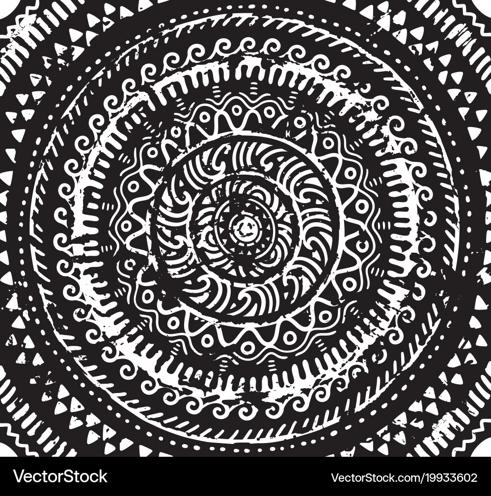 Ink decorative mandala in african style Royalty Free Vector