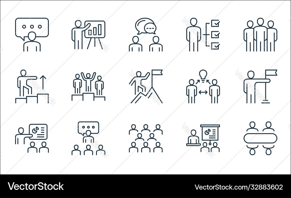 Leadership line icons linear set quality line set Vector Image