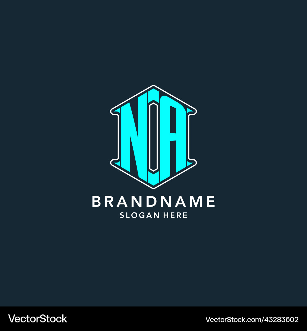 Letter na logo with hexagon shape geometric style Vector Image