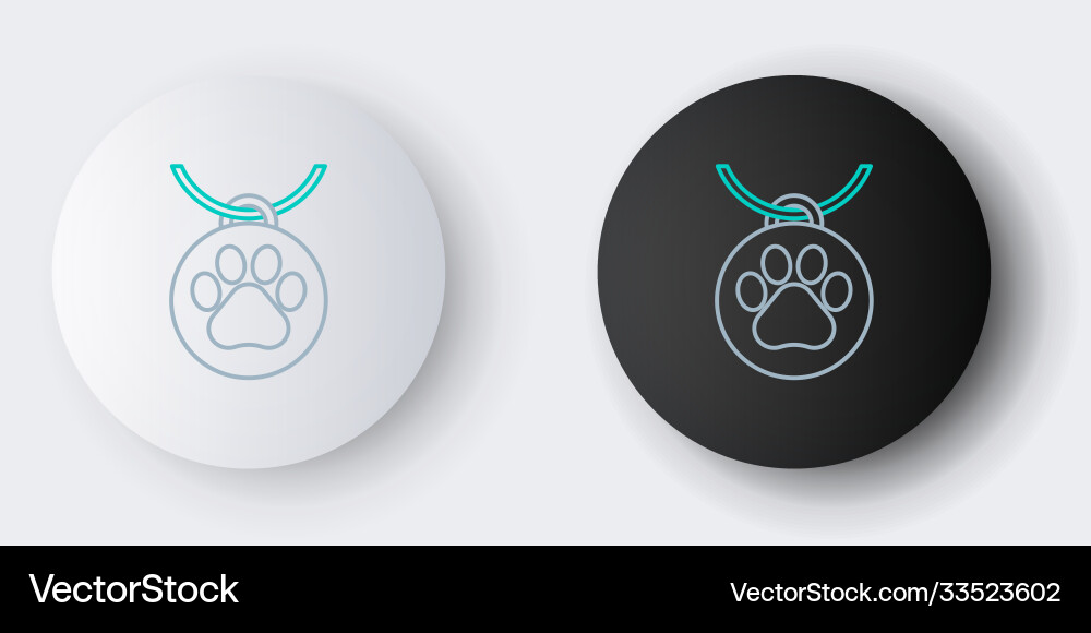 Line collar with name tag icon isolated on grey Vector Image