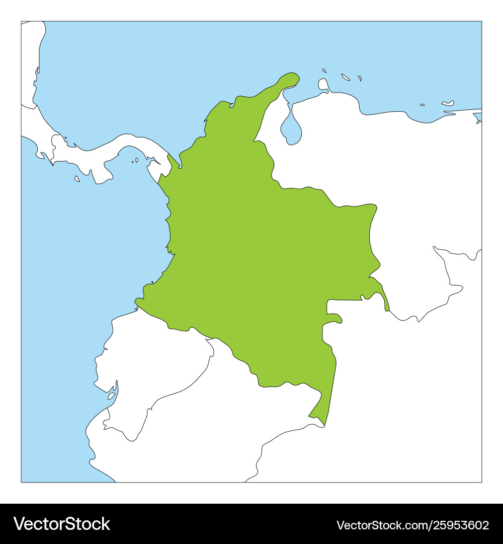 Map colombia green highlighted with neighbor Vector Image