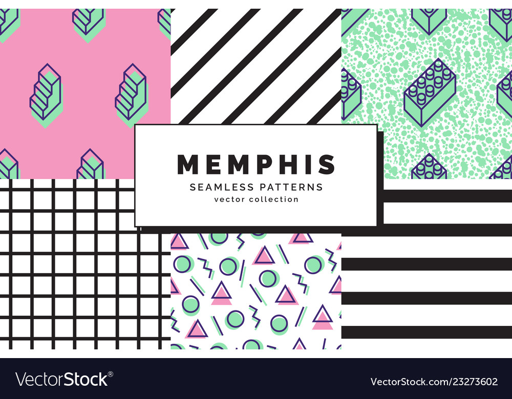 Memphis seamless patterns set Royalty Free Vector Image