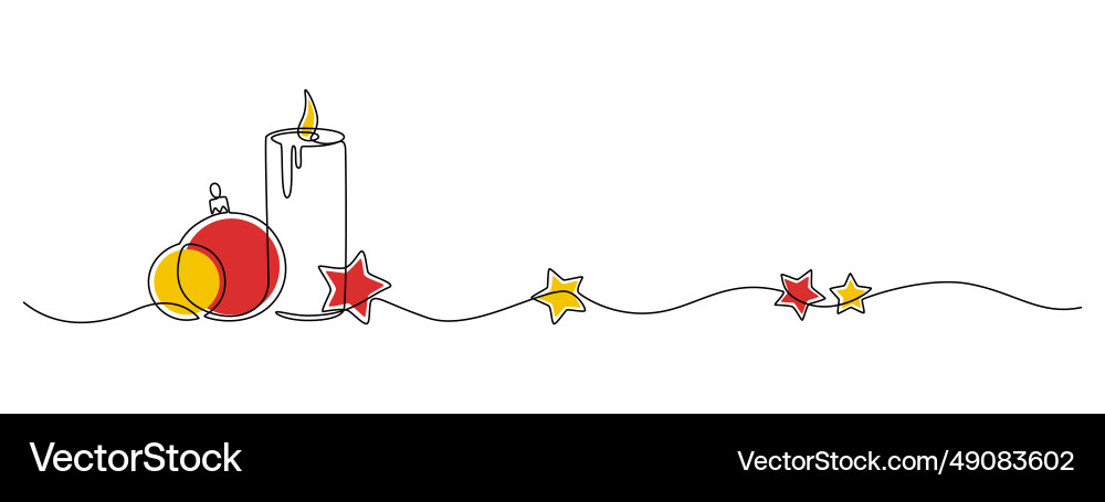 One continuous line drawing of christmas card Vector Image