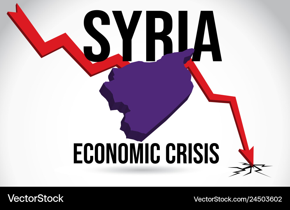 Syria map financial crisis economic collapse Vector Image