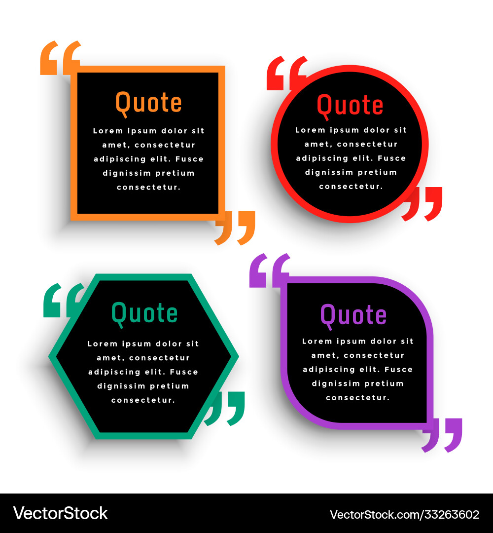 Trendy dark color quote mark template design Vector Image