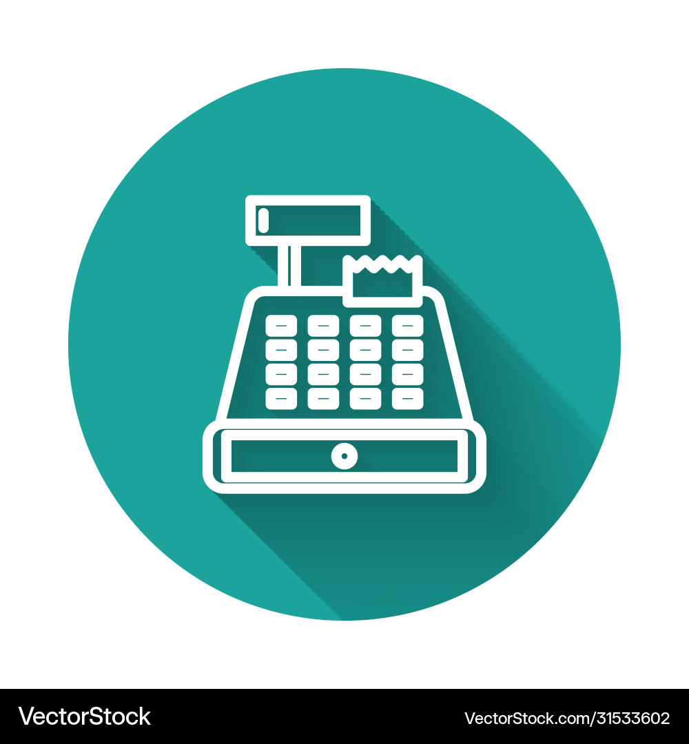 White line cash register machine with a check icon