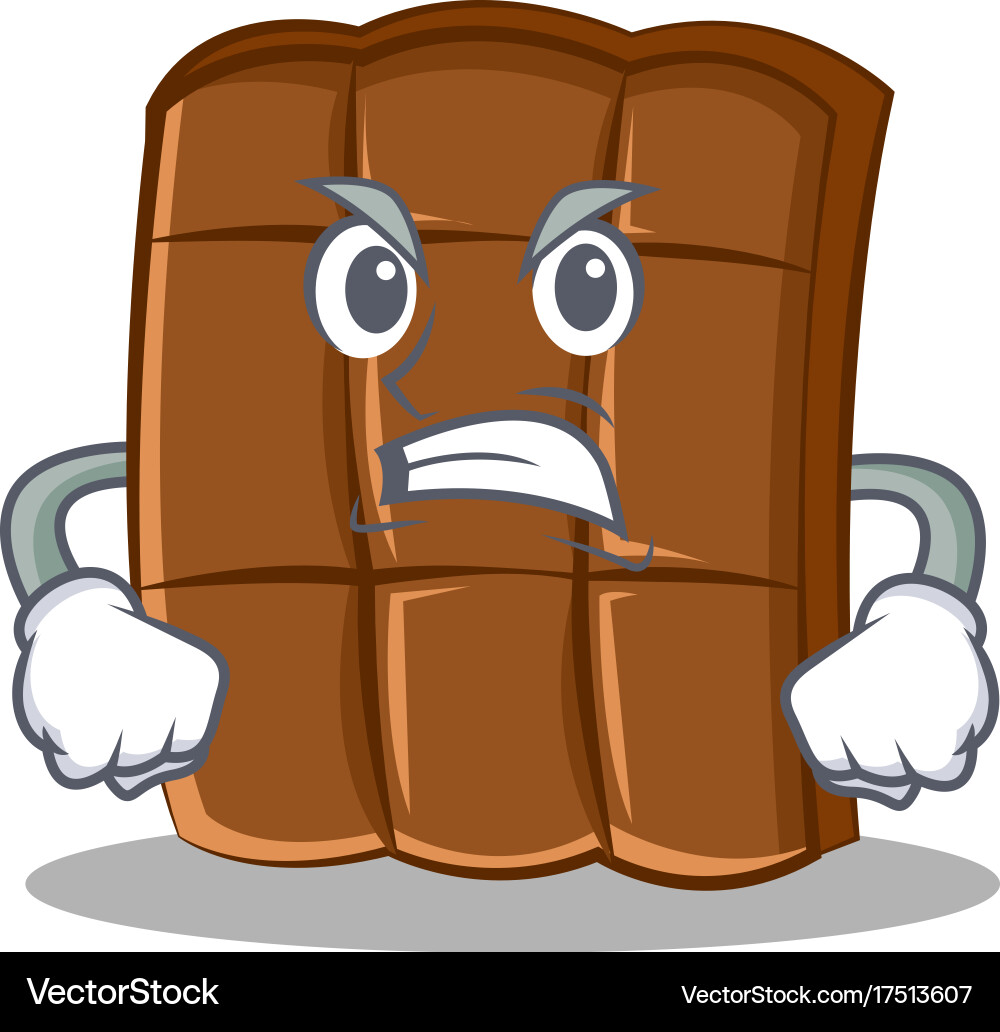 Angry chocolate character cartoon style Royalty Free Vector
