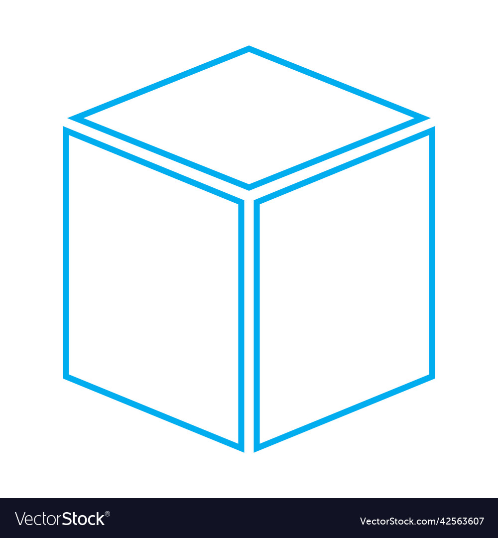 Blue three dimensional or 3d cube Royalty Free Vector Image