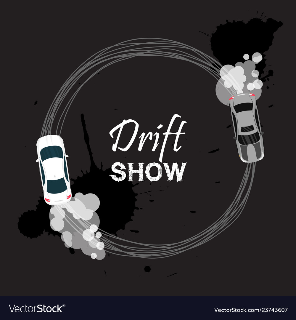 Car drift card drift show Royalty Free Vector Image