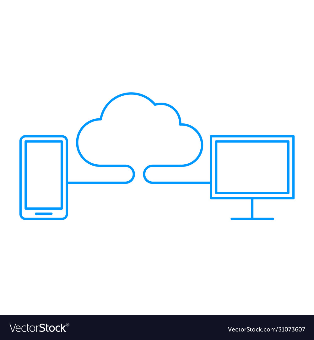 Cloud computing service icon linear art Royalty Free Vector
