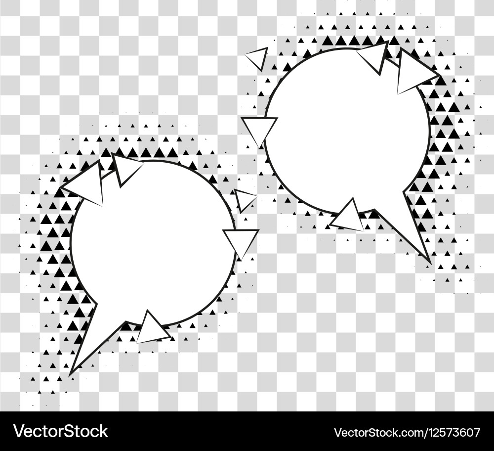 Comic speech bubbles with halftone triangles Vector Image