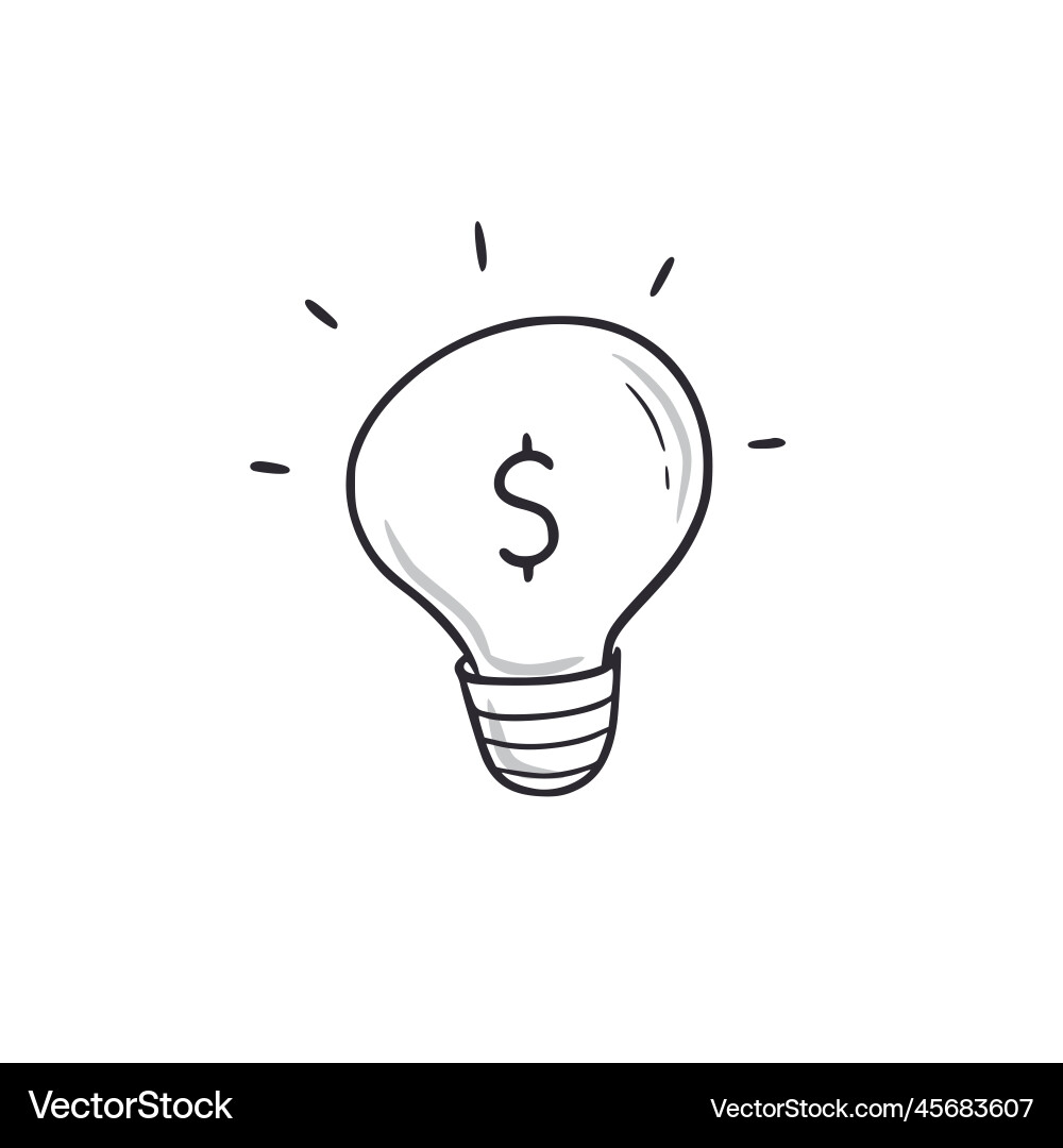 Dollar bulb idea doodle money hand Royalty Free Vector Image