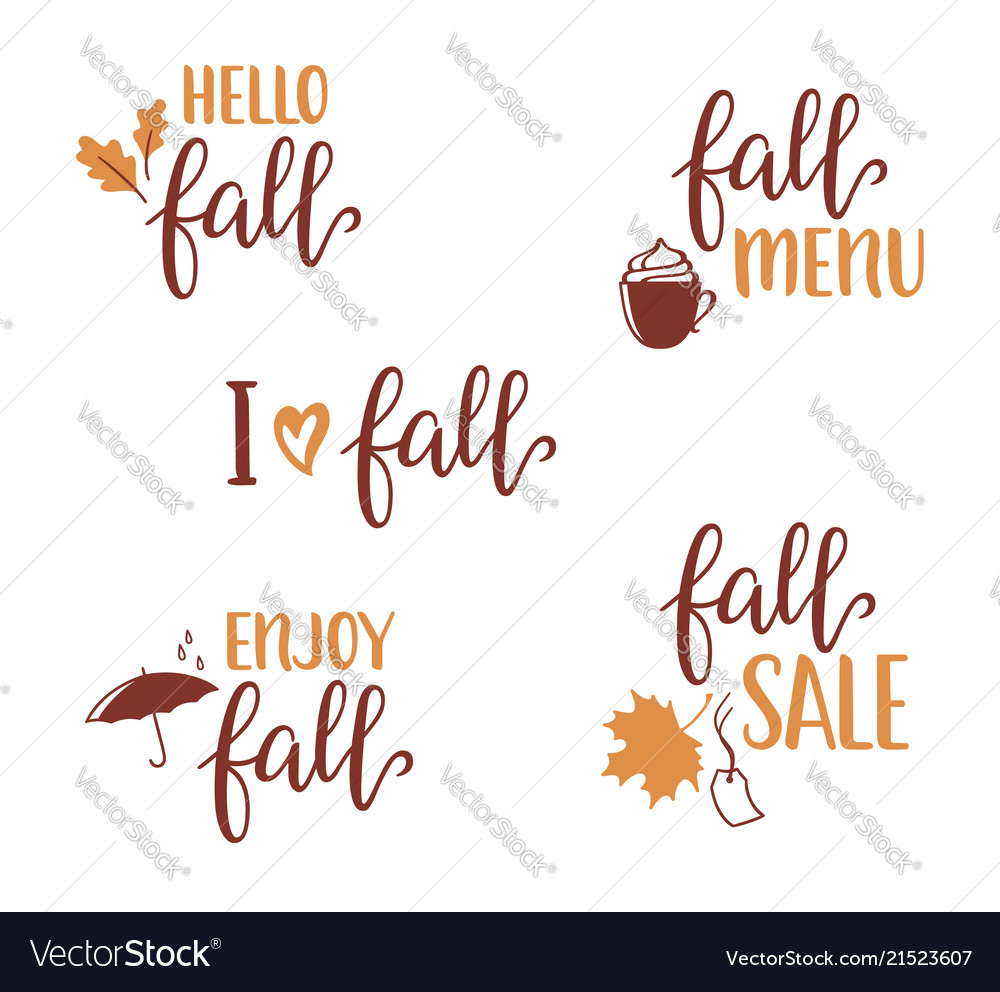 Fall lettering set Royalty Free Vector Image - VectorStock