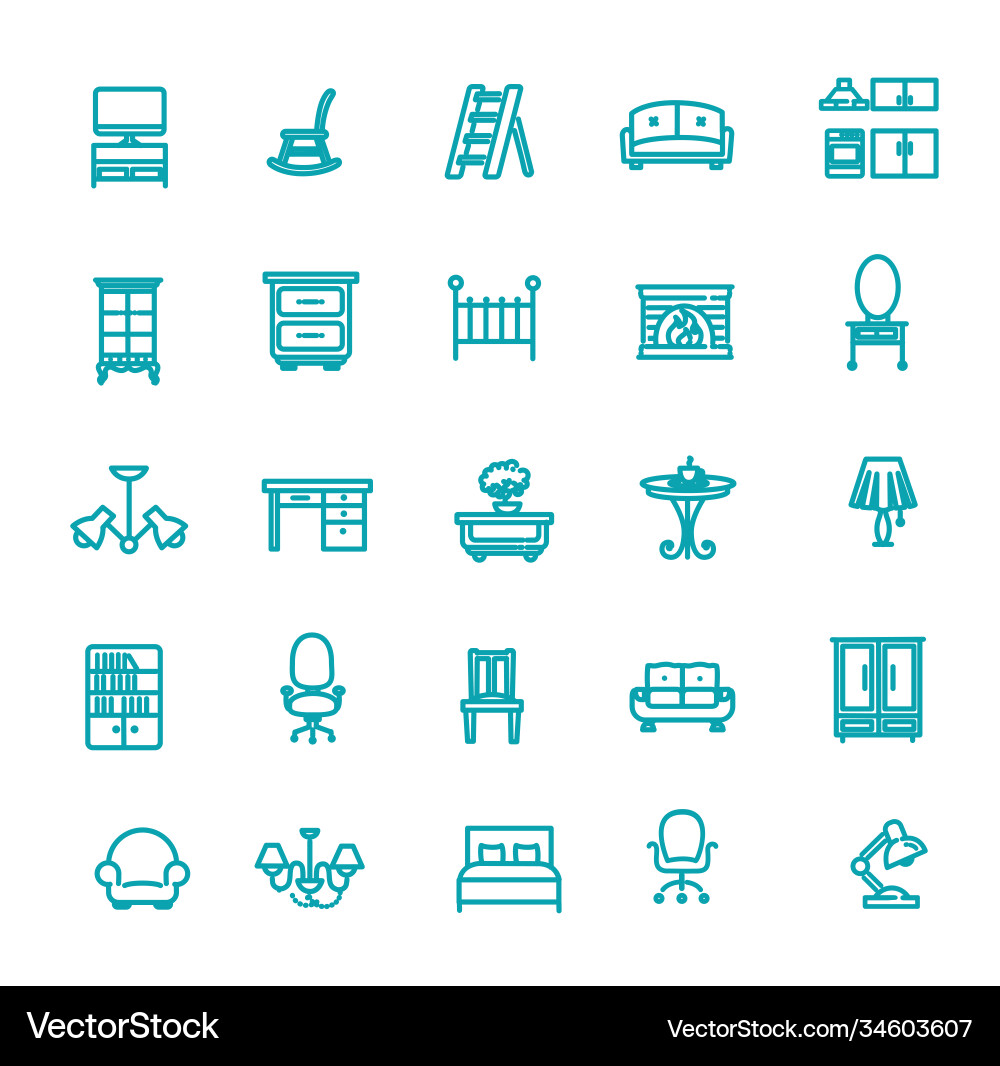 Furniture and home decor icon set Royalty Free Vector Image