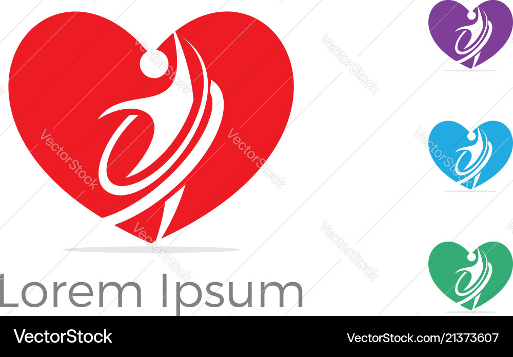 Happy kid in heart icon help poor logo Royalty Free Vector