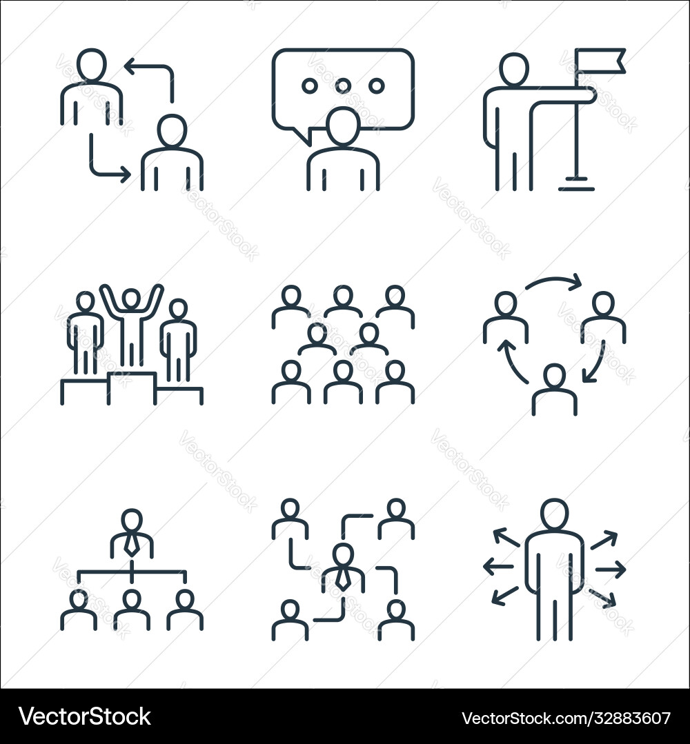 Leadership line icons linear set quality line set Vector Image