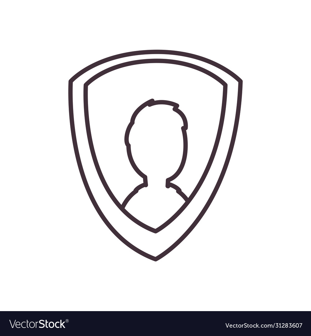 Man avatar inside shield line style icon Vector Image Man avatar inside shield line style icon Vector Image