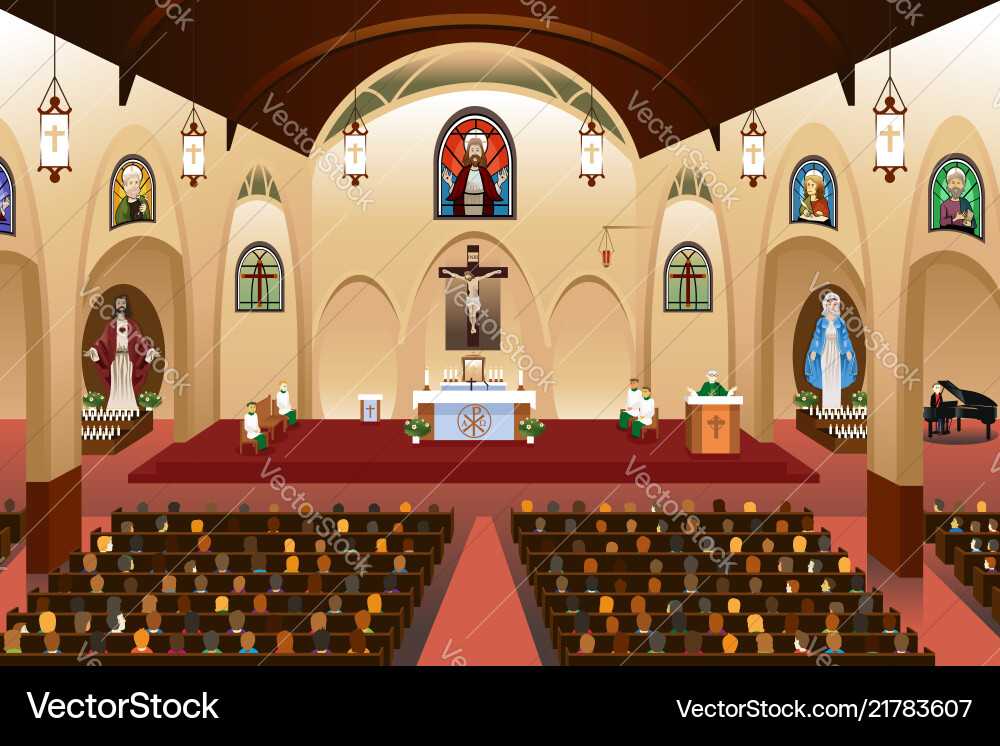 Pastor giving a sermon at church Royalty Free Vector Image