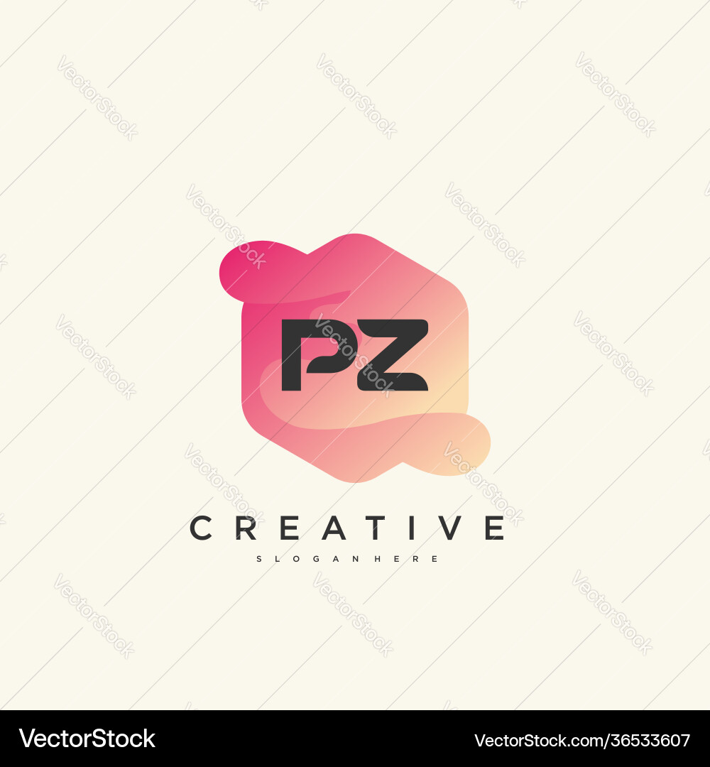 Pz initial letter colorful logo icon design Vector Image