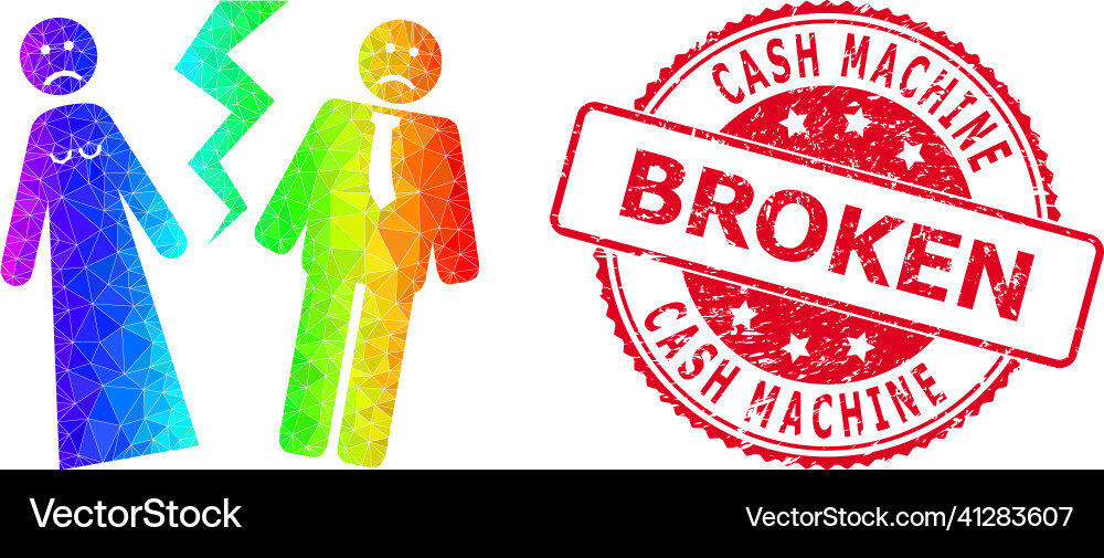 Round distress cash machine broken seal Royalty Free Vector