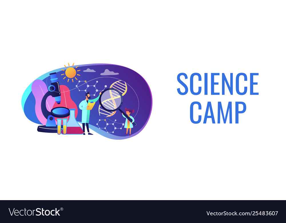 Science camp concept banner header Royalty Free Vector Image