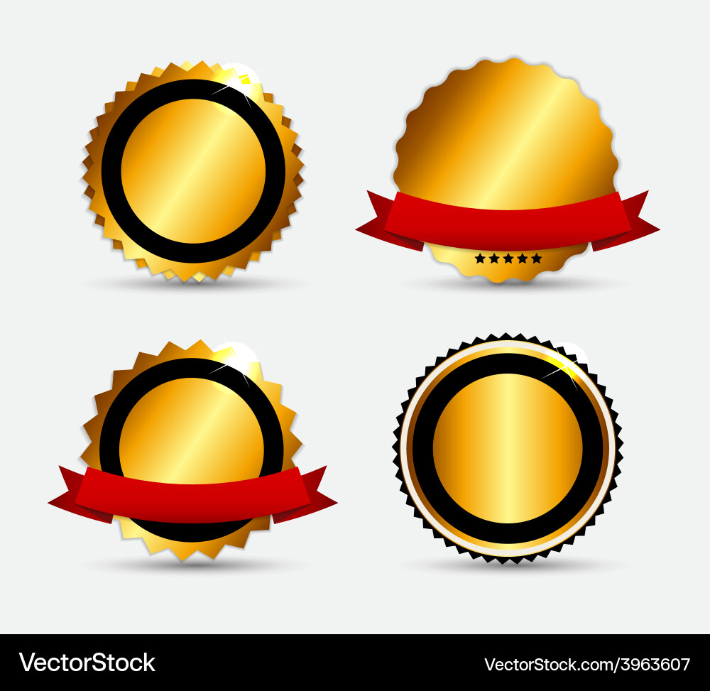 Set of gold label template Royalty Free Vector Image