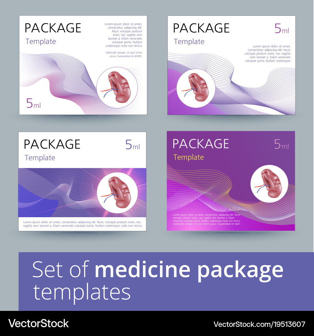 Set of medicine package template design variations