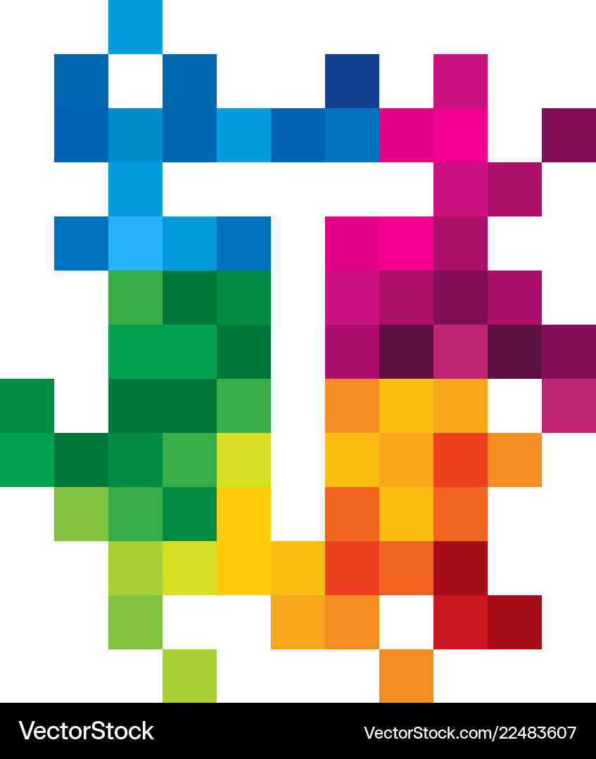 T letter mosaic pixel logo icon design Royalty Free Vector