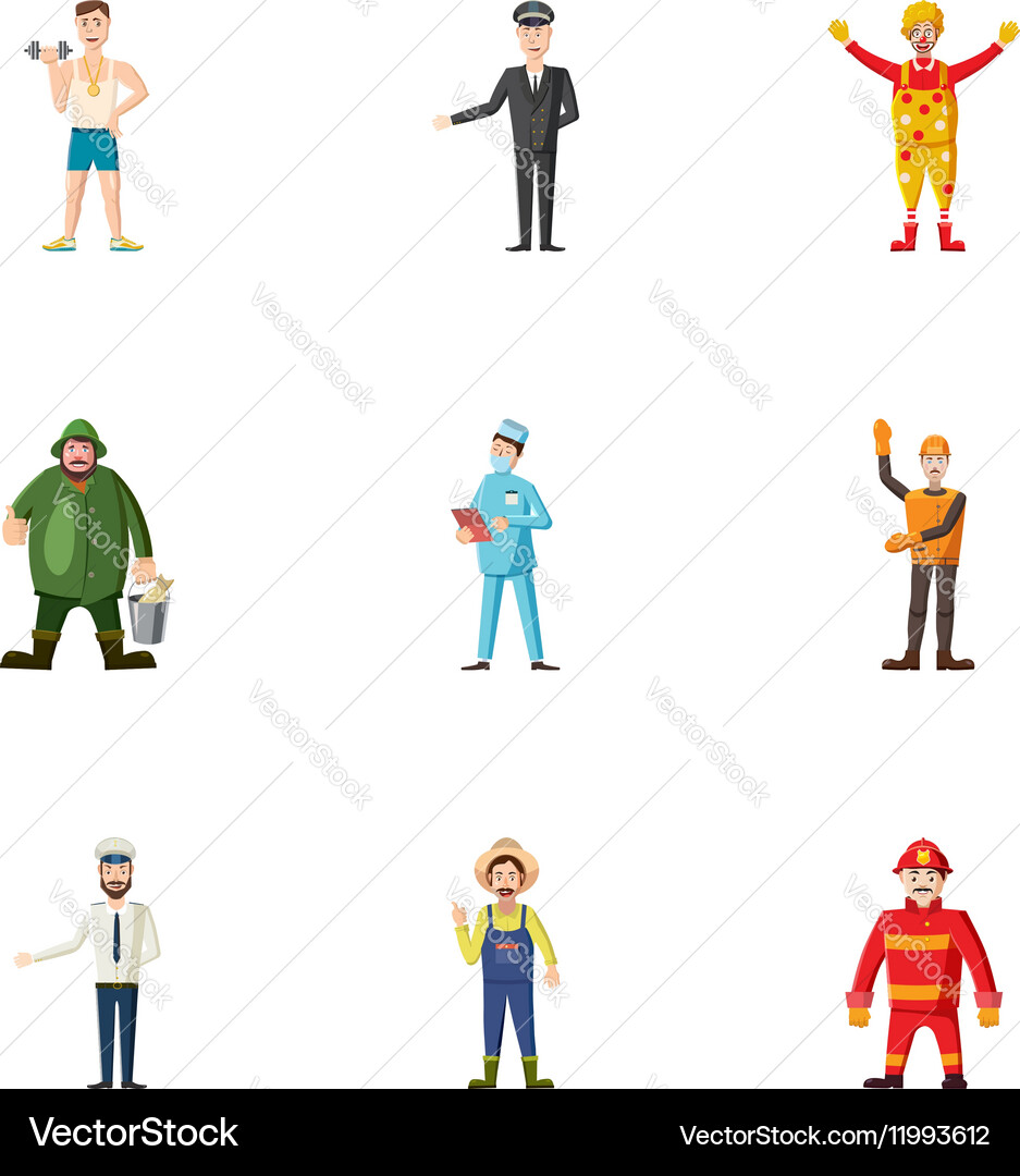 Activities icons set cartoon style Royalty Free Vector Image