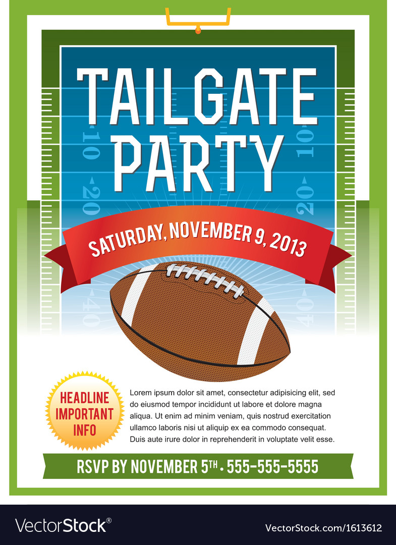 American Football Tailgate Party Flyer Royalty Free Vector