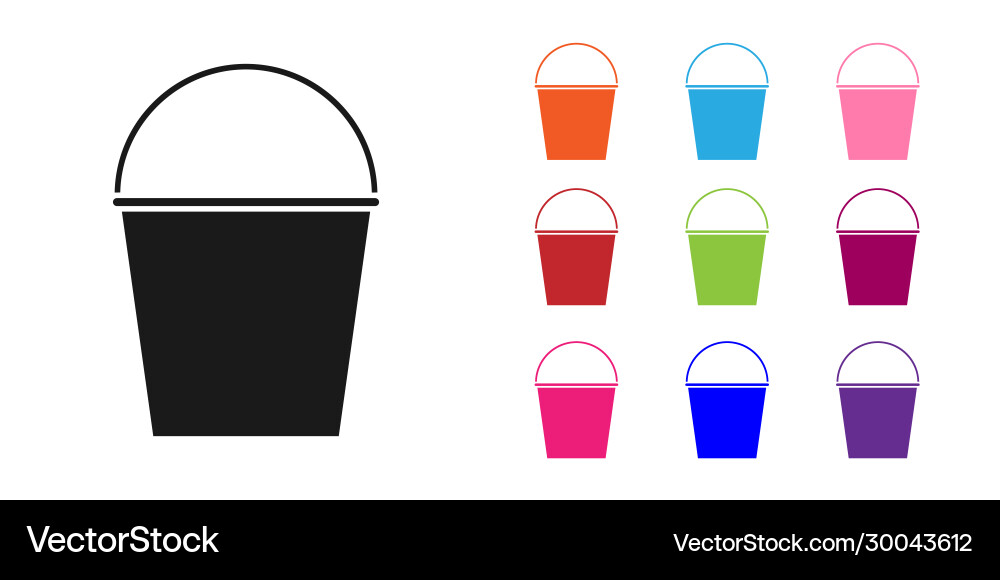 Black fire bucket icon isolated on white Vector Image