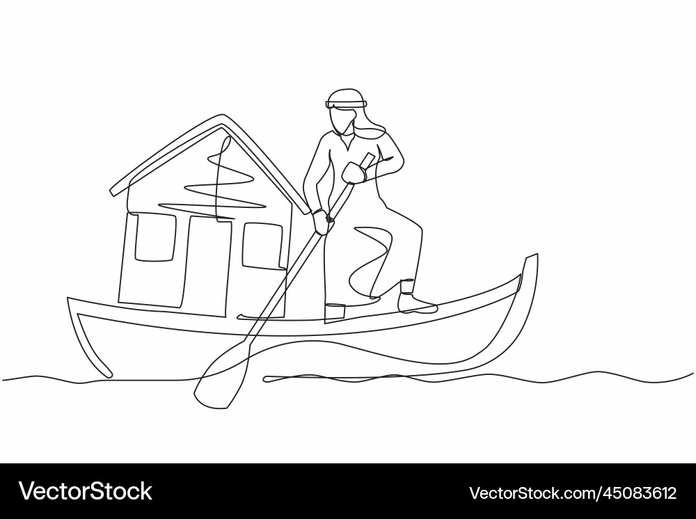 Continuous one line drawing of arabian Royalty Free Vector