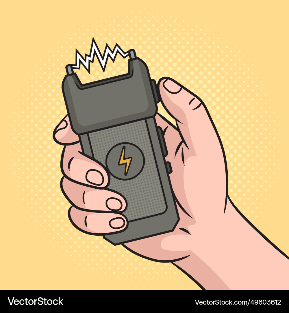 Electric weapon pop art hand drawn Royalty Free Vector Image