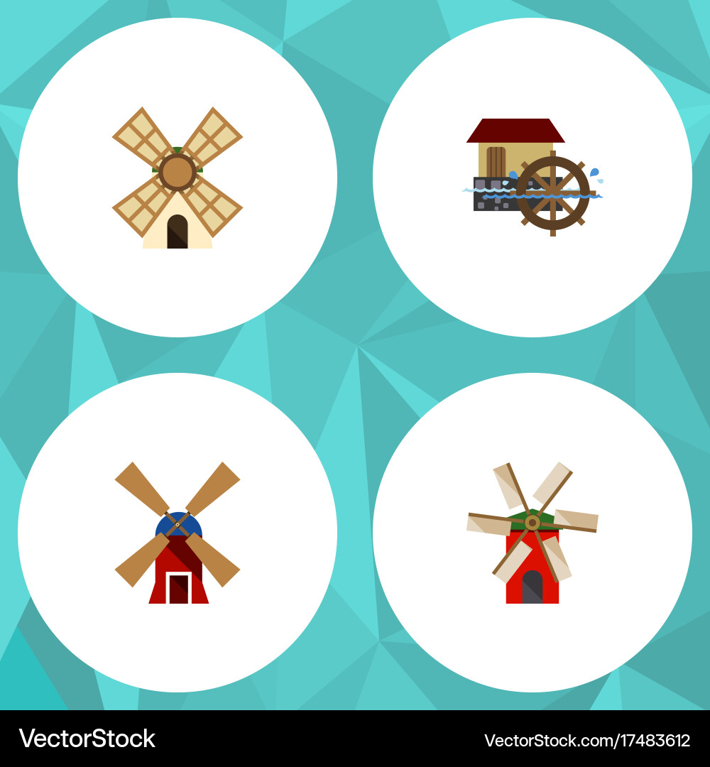 Flat icon mill set of propeller wheel windmill Vector Image