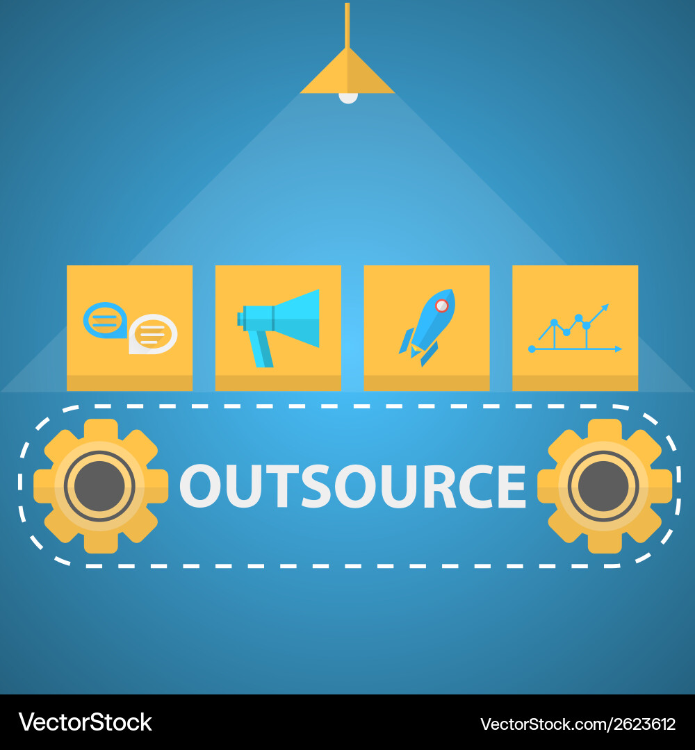 Flat of outsourced mechanism Royalty Free Vector Image