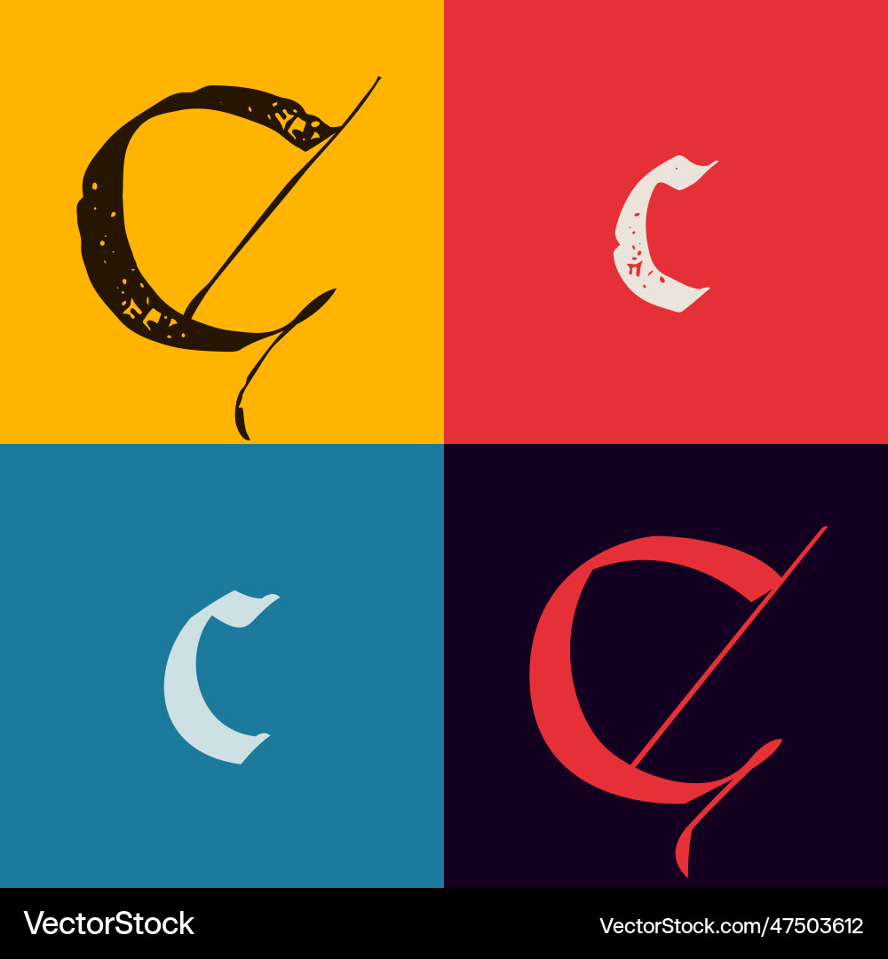 Gothic style letter c logo calligraphy uppercase Vector Image