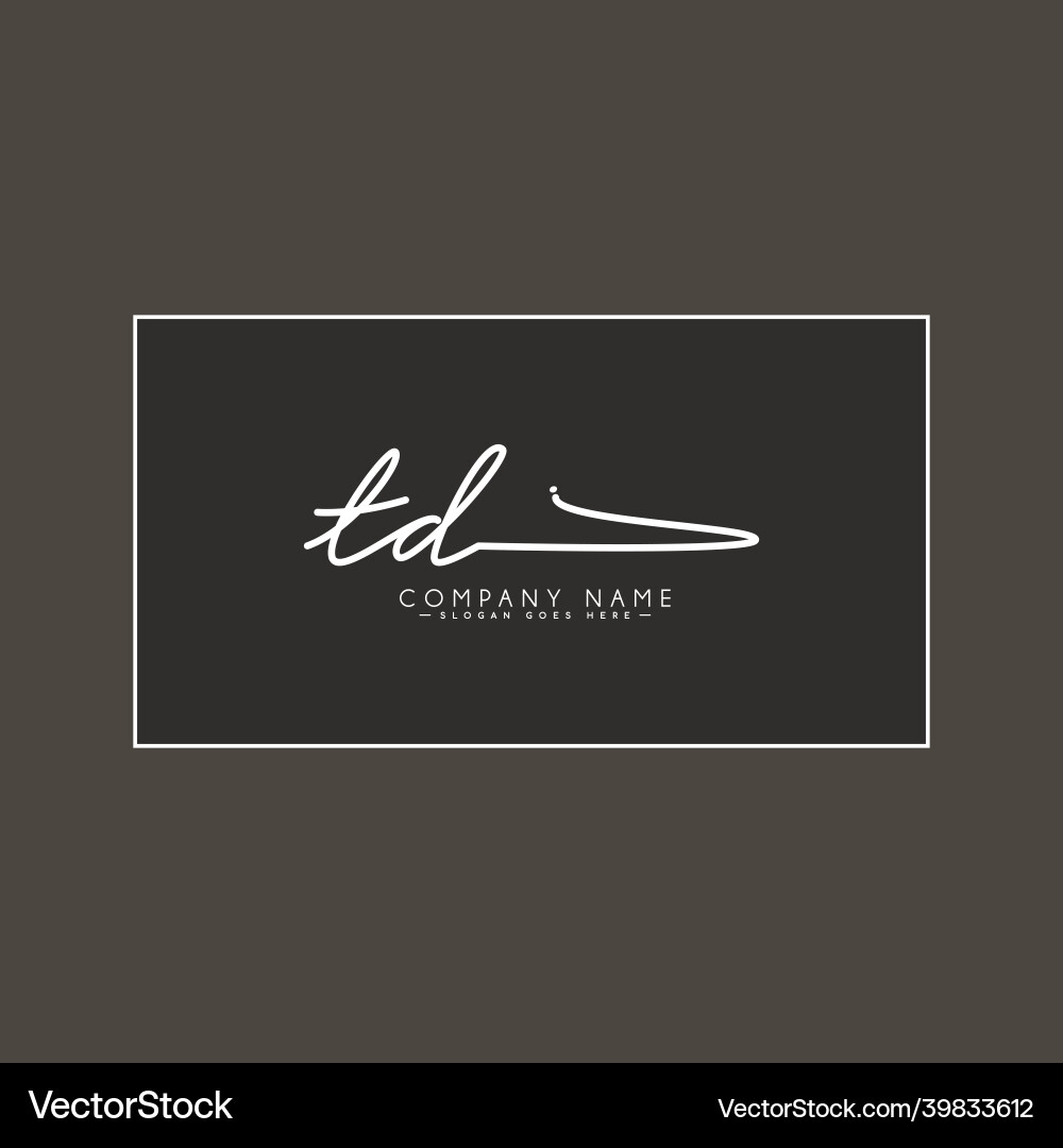 Initial letter td logo hand drawn signature Vector Image